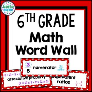 6th Grade Math Word Wall - RED - Bright in the Middle