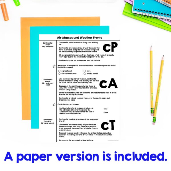 Air Masses and Fronts Lesson - Interactive - Bright in the Middle