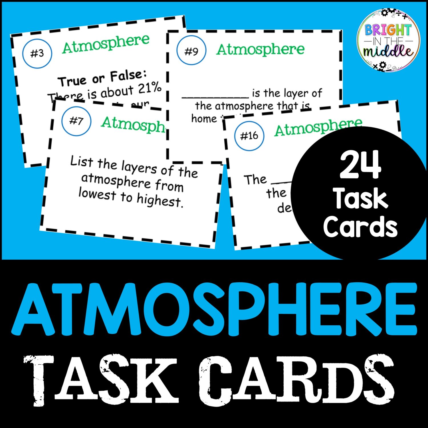 Atmosphere Review Task Cards - Middle School Science - Bright in the Middle