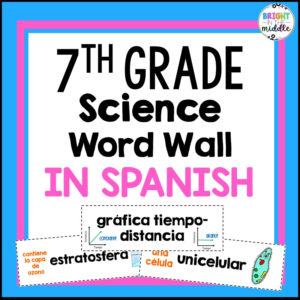 7th Grade Science Word Wall Translated into Spanish - 307 Vocabulary ...