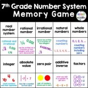 7th Grade Common Core Math Game - Memory/Matching - Number System ...