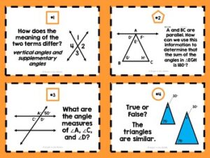 Angle Relationships - 8th Grade Math - Task Cards - 8.G.5 - Bright in ...