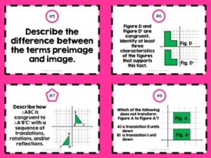 Transformations and Congruence Task Cards - 8.G.2 - Bright in the Middle