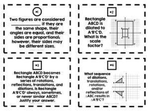 8th Grade Math - Transformations and Similarity Task Cards - 8.G.4 ...