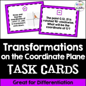 Transformations on the Coordinate Plane Task Cards: 8.G.3 - Bright in ...