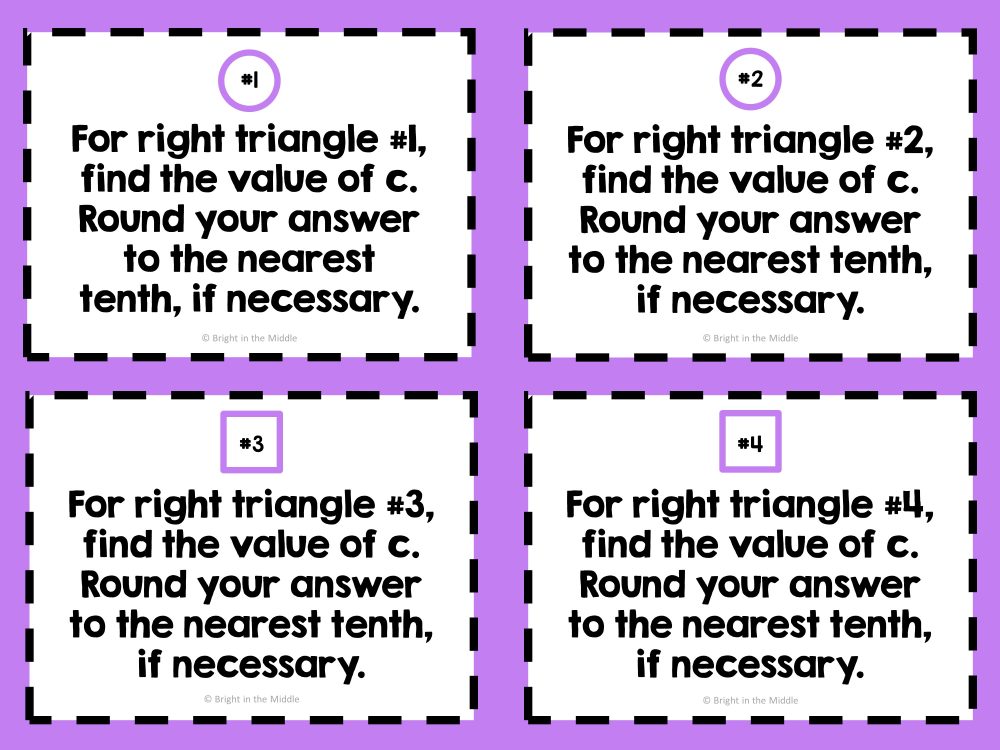 Pythagorean Theorem on a Coordinate Plane Task Cards - Bright in the Middle