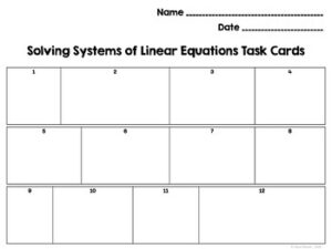 Solving Systems of Equations Task Cards - Bright in the Middle