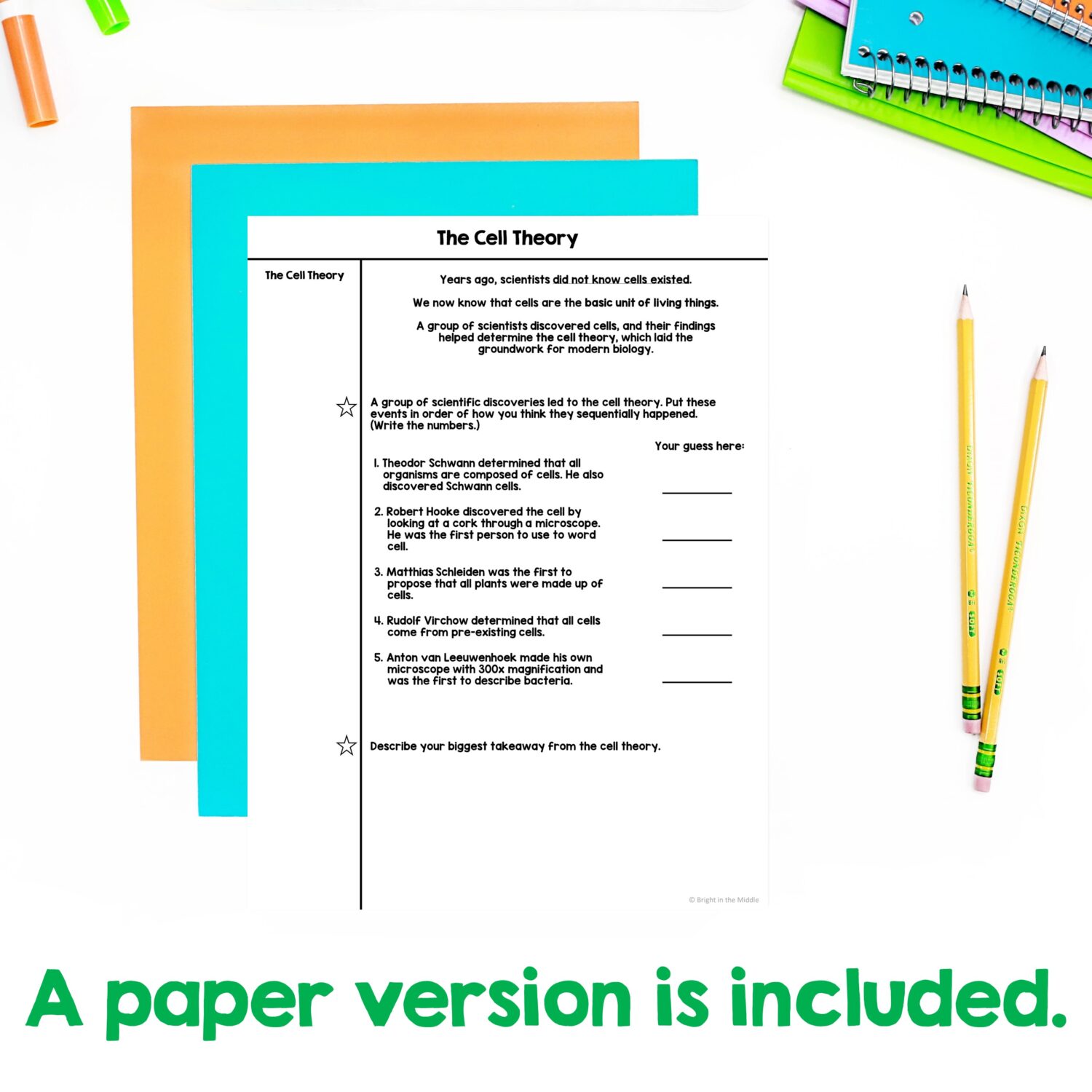 The Cell Theory Activity - Bright in the Middle