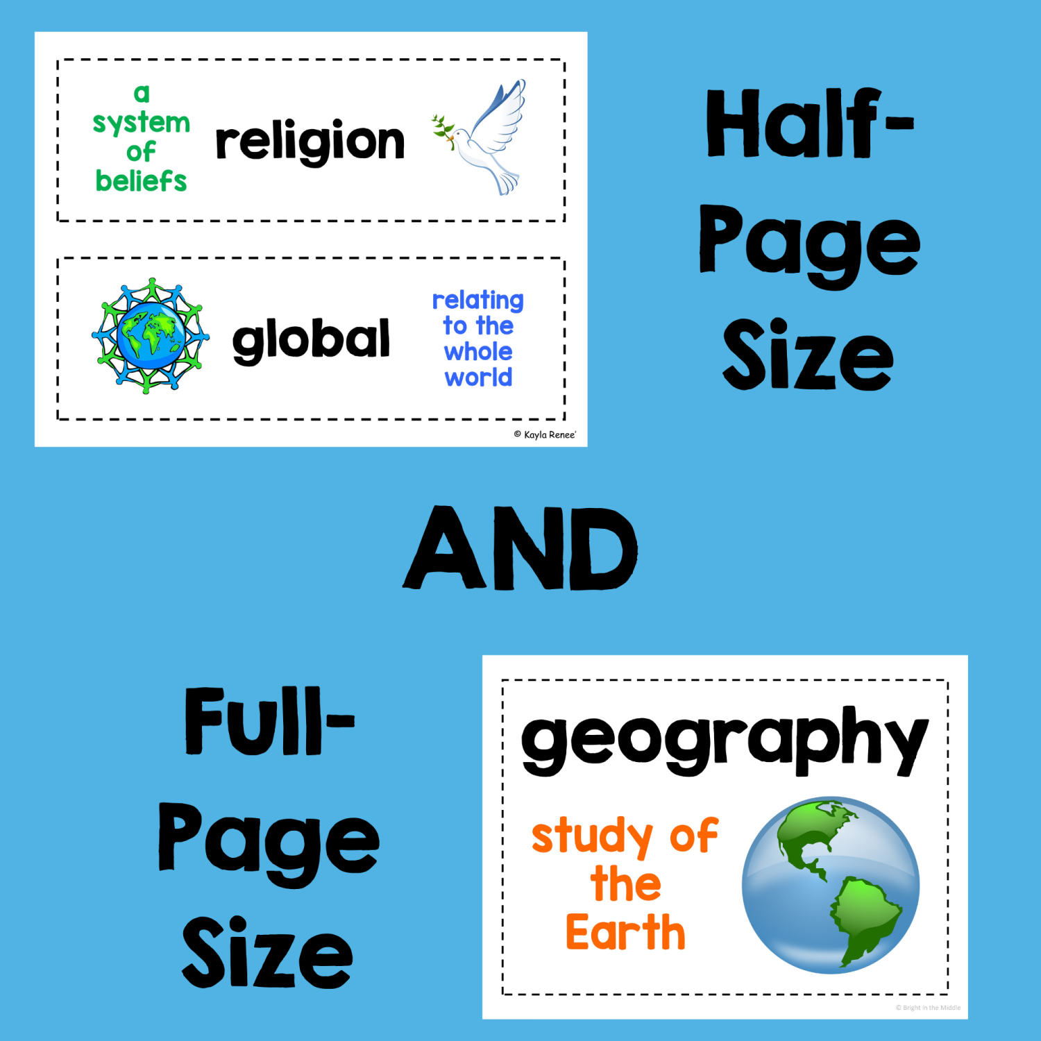 7th Grade Social Studies Word Wall - 148 Terms - Bright in the Middle