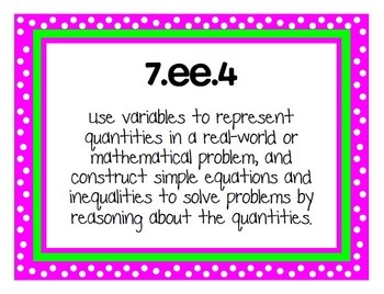 7th Grade Math Common Core Standard Posters - Bright in the Middle