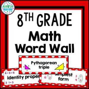8th Grade Math Word Wall with PICTURES (Red) - 194 Words!! - Bright in ...