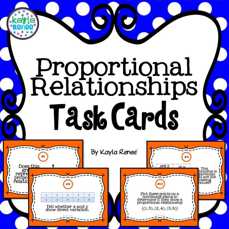Proportional Relationships Task Cards: 7.RP.2 - Bright in the Middle