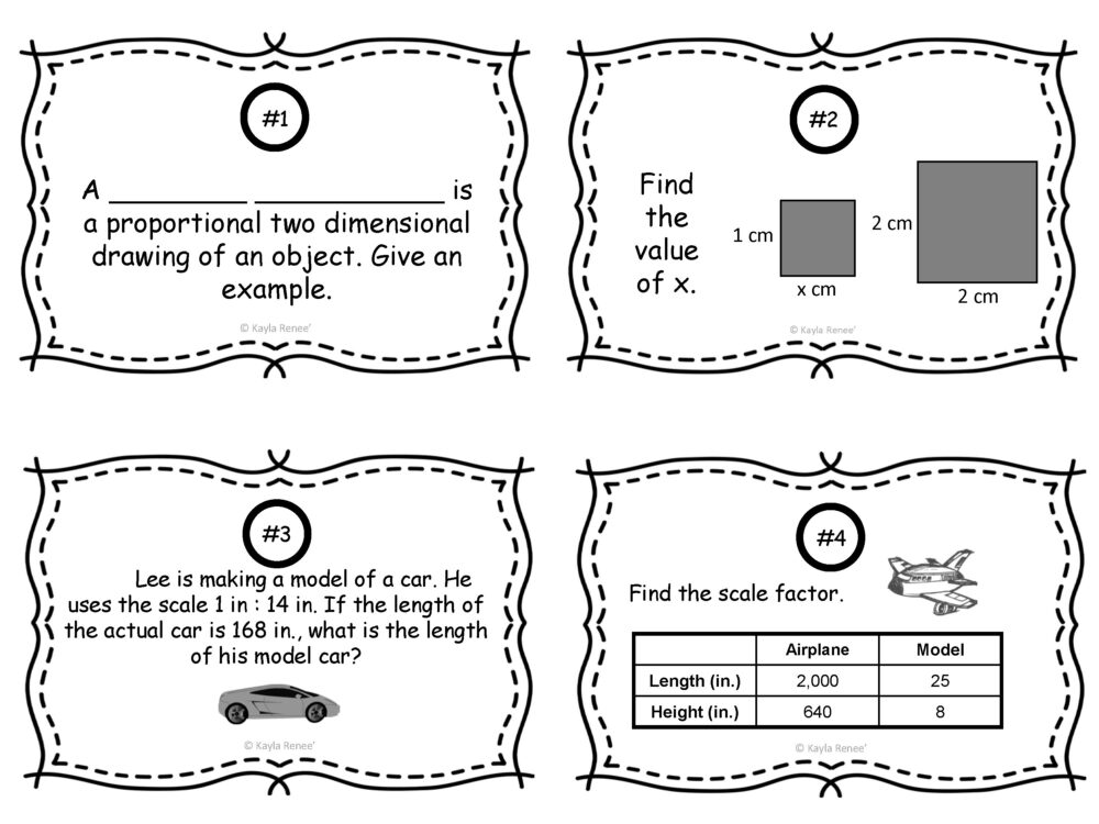 Scale Factor Activity - Task Cards: 7.G.1 - Bright in the Middle