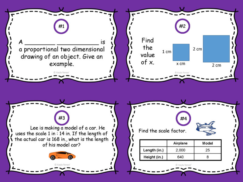 Scale Factor Activity - Task Cards: 7.G.1 - Bright in the Middle