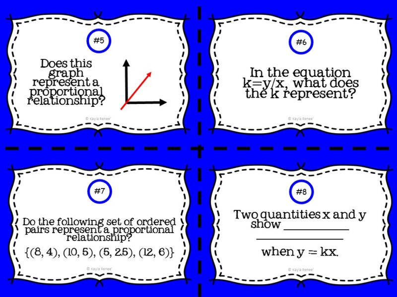 Proportional Relationships Task Cards: 7.RP.2 - Bright in the Middle