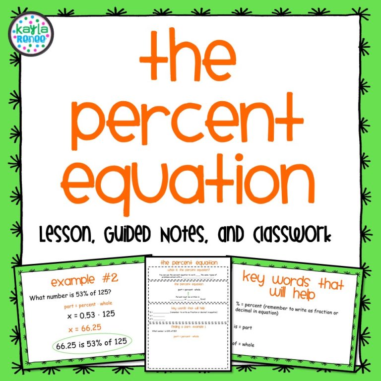 Percent Equation Pack: 7.RP.3 - Bright in the Middle