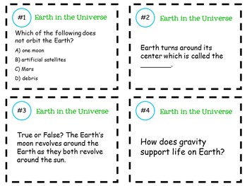 Earth in the Universe Task Cards: Space Unit - Bright in the Middle