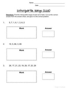 Interquartile Range (IQR) Worksheet - Engaging Cut-and-Glue - 7.SP.4, 6 ...