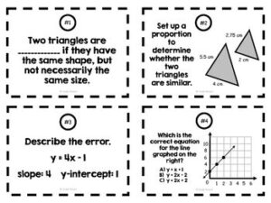 Similar Triangles, Slope, and Slope-Intercept Form Task Cards: 8.EE.6 ...