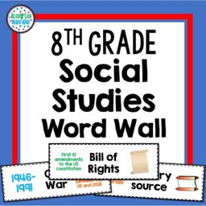 Middle School Social Studies Word Wall Cards - 6th, 7th, 8th Grade ...