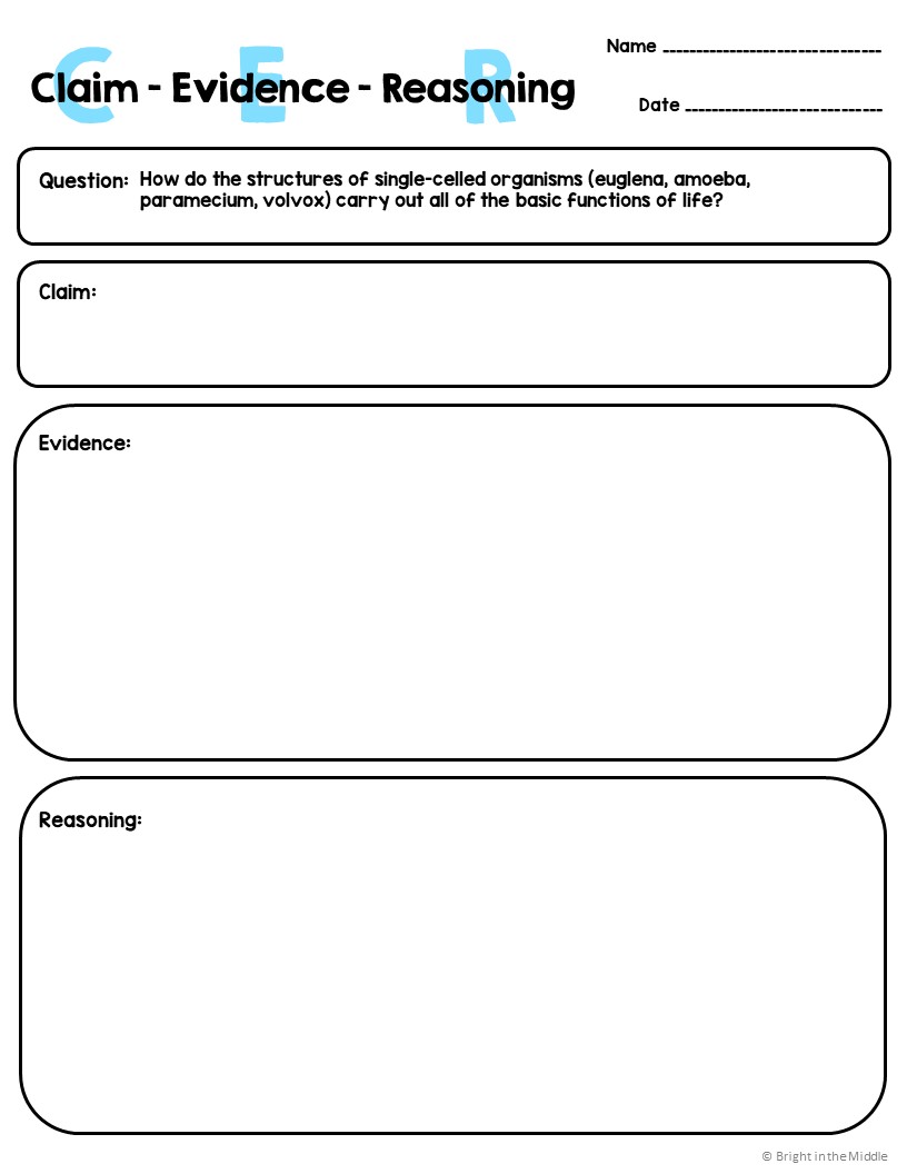 Unicellular Organisms Activity - Cartoon and CER