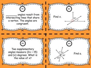Solve for Unknown Angles Task Cards - Bright in the Middle