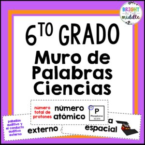 6th Grade Science Vocabulary Word Wall - ENGLISH AND SPANISH