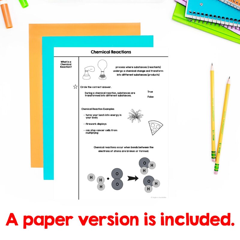 Chemical Reactions Lesson - Bright in the Middle