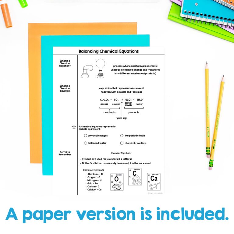Balancing Chemical Equations Lesson - Bright in the Middle
