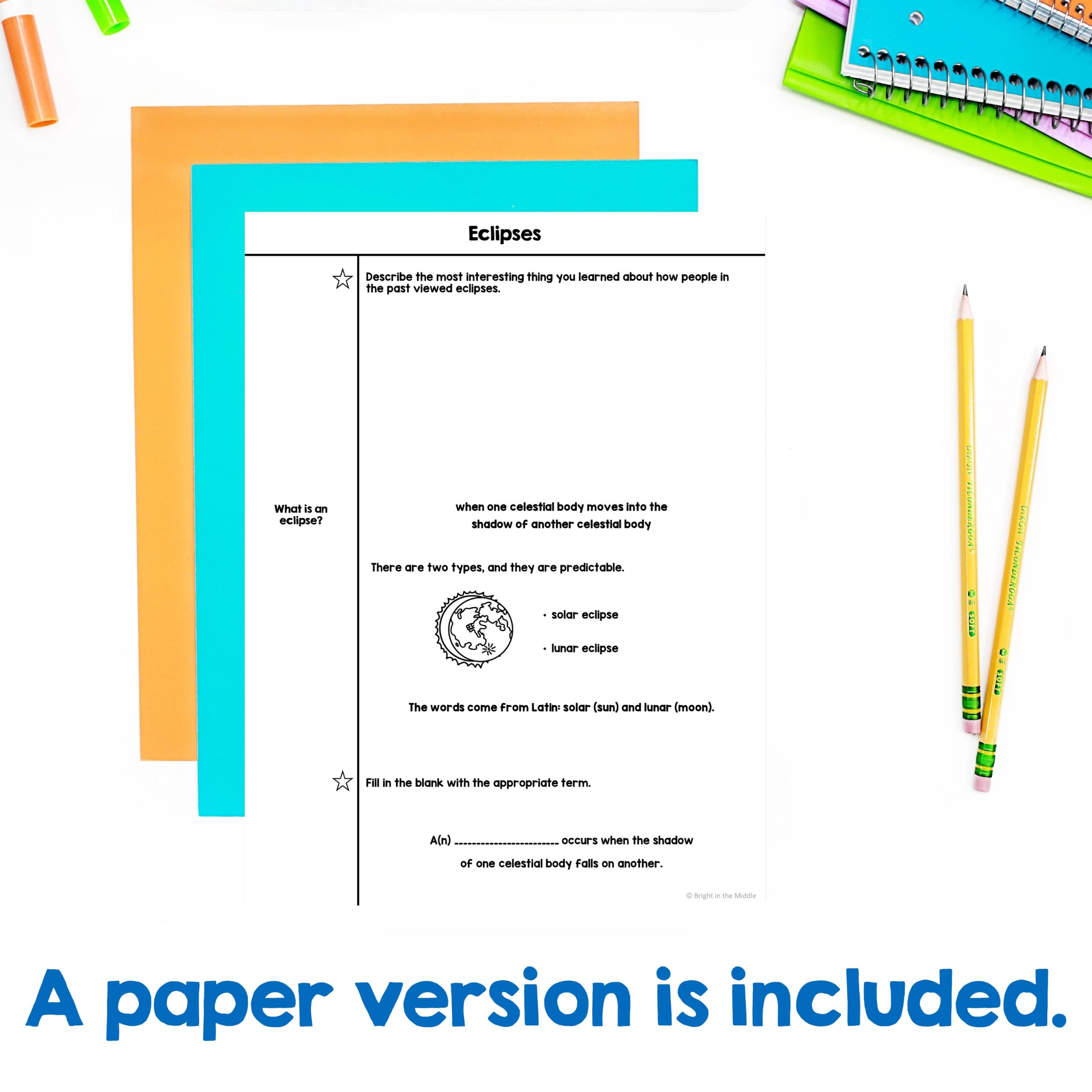 Solar and Lunar Eclipse Lesson - Bright in the Middle