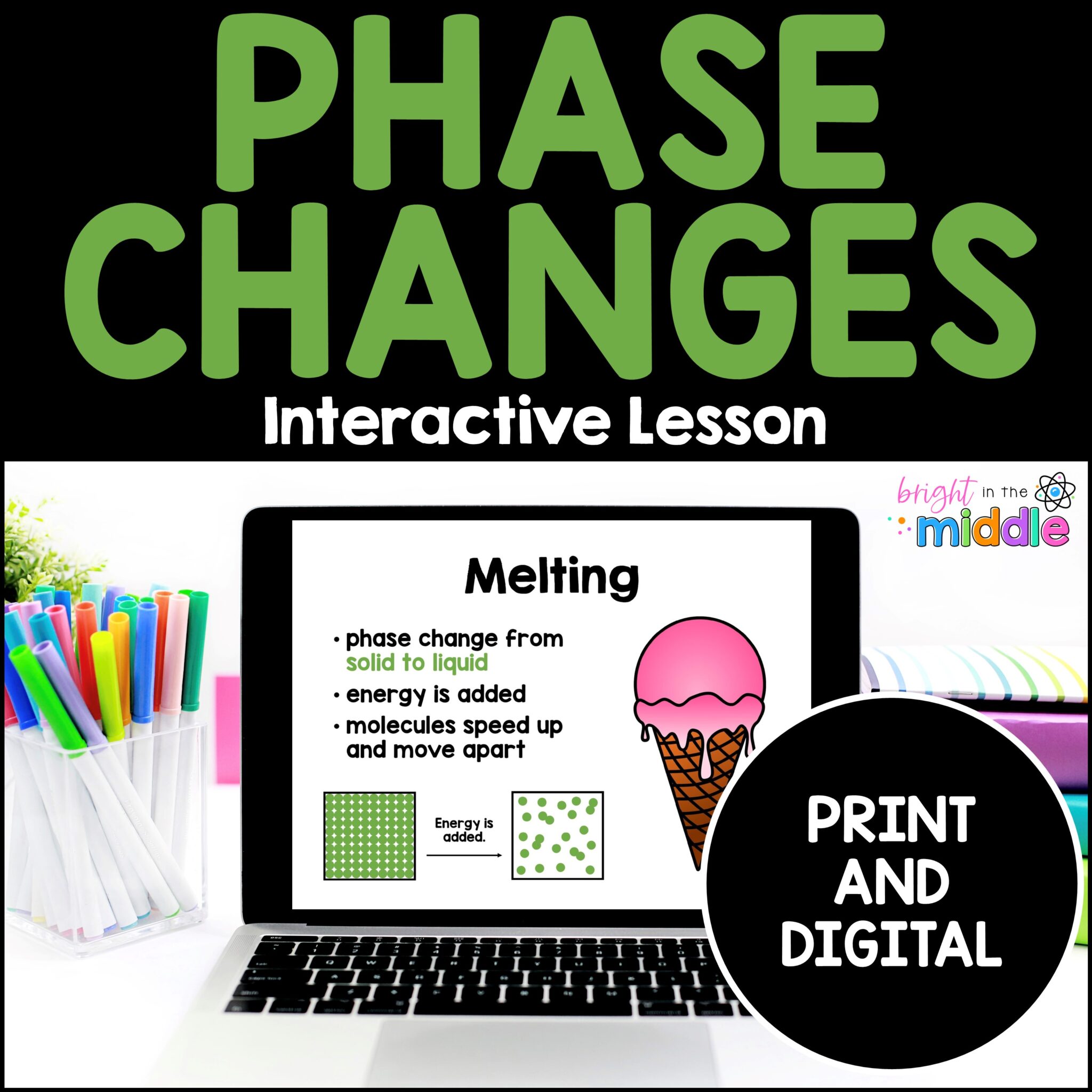 Phase Changes Matter Interactive Lesson - Bright in the Middle
