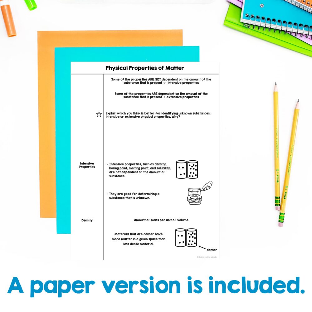 Physical Properties of Matter Lesson - Bright in the Middle