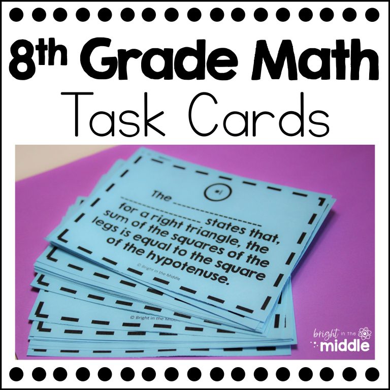 Grade 8 Math Task Cards Bundle - Bright in the Middle