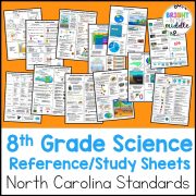 NC 8th Grade Science Reference/Study Sheets - Bright in the Middle