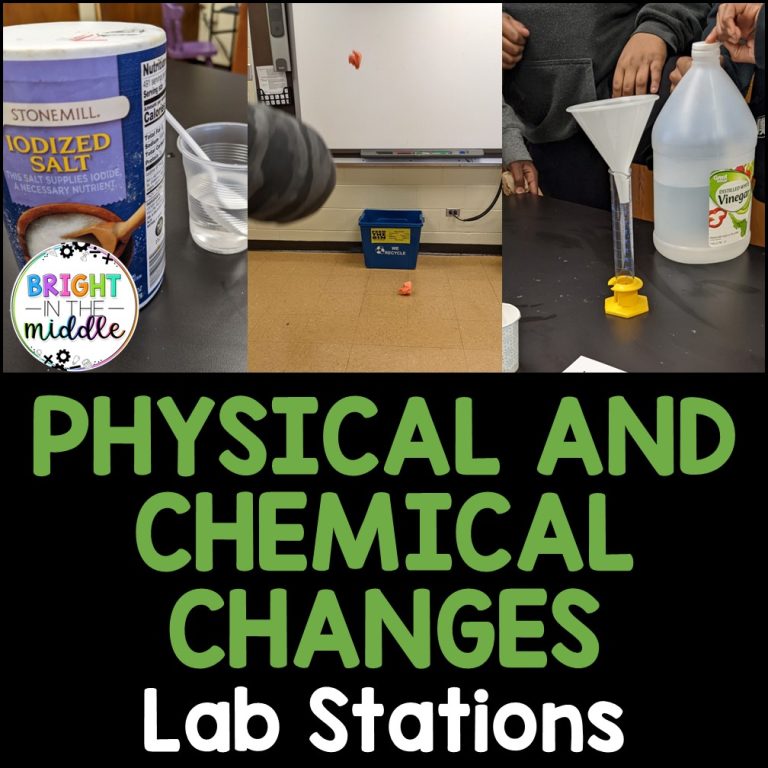 Physical and Chemical Changes Lab Stations - Bright in the Middle