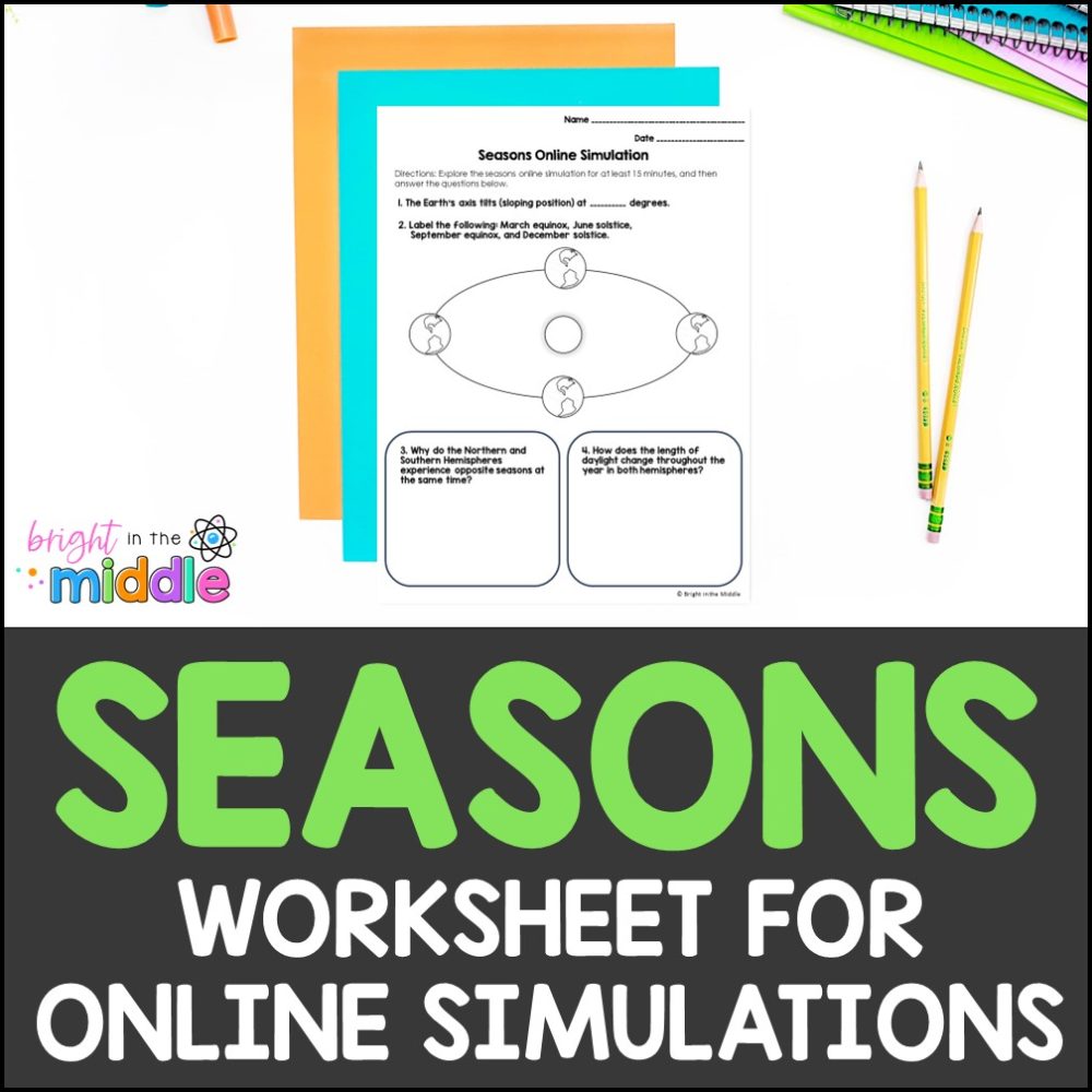 Seasons Activity - Online Simulation Worksheet - Bright in the Middle